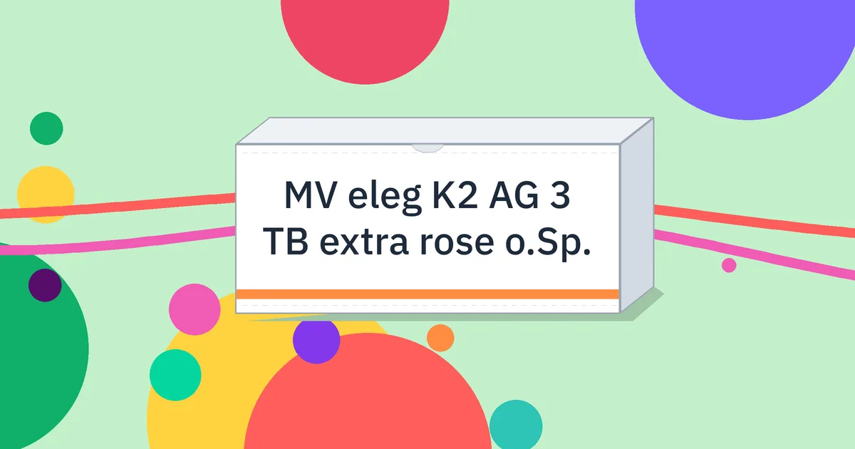 Symbolbild: Packung mit der Aufschrift MV eleg K2 AG 3 TB extra rose o.Sp. (PZN 14699133) – Verfügbarkeit und Bezug in Apotheken in Frankfurt am Main