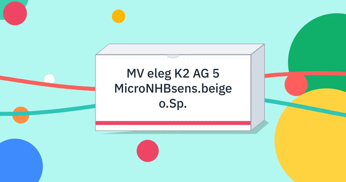 Symbolbild: Packung mit der Aufschrift MV eleg K2 AG 5 MicroNHBsens.beige o.Sp. (PZN 15724301) – Verfügbarkeit und Bezug in Apotheken in Frankfurt am Main