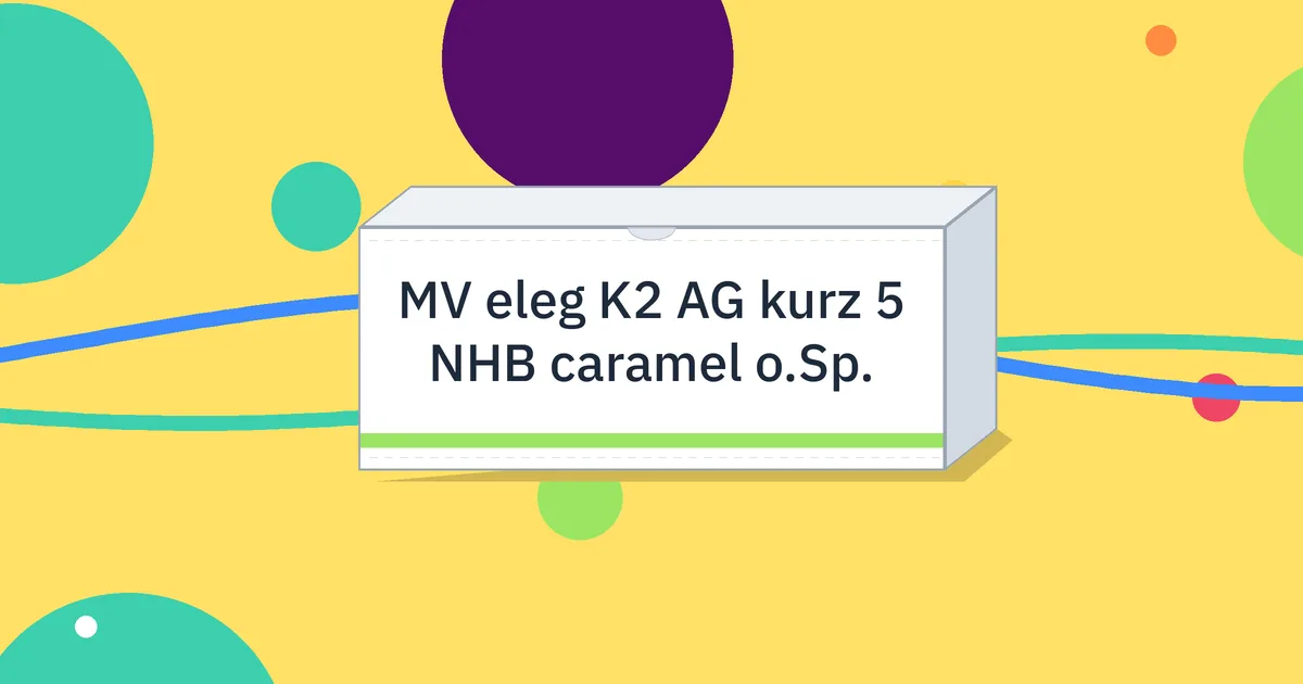 Symbolbild: Packung mit der Aufschrift MV eleg K2 AG kurz 5 NHB caramel o.Sp. (PZN 15716891) – Verfügbarkeit und Bezug in Apotheken in Frankfurt am Main