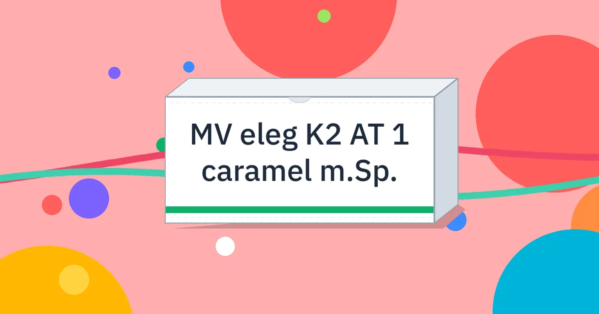 Symbolbild: Packung mit der Aufschrift MV eleg K2 AT 1 caramel m.Sp. (PZN 00529806) – Verfügbarkeit und Bezug in Apotheken in Frankfurt am Main