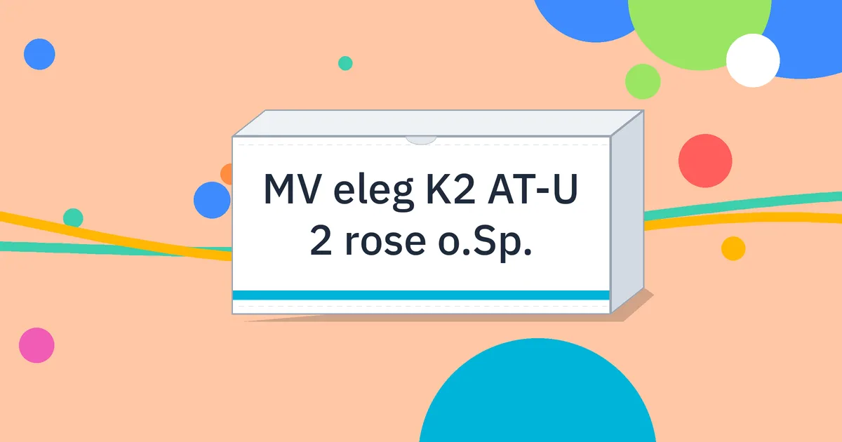 Symbolbild: Packung mit der Aufschrift MV eleg K2 AT-U 2 rose o.Sp. (PZN 15291049) – Verfügbarkeit und Bezug in Apotheken in Frankfurt am Main