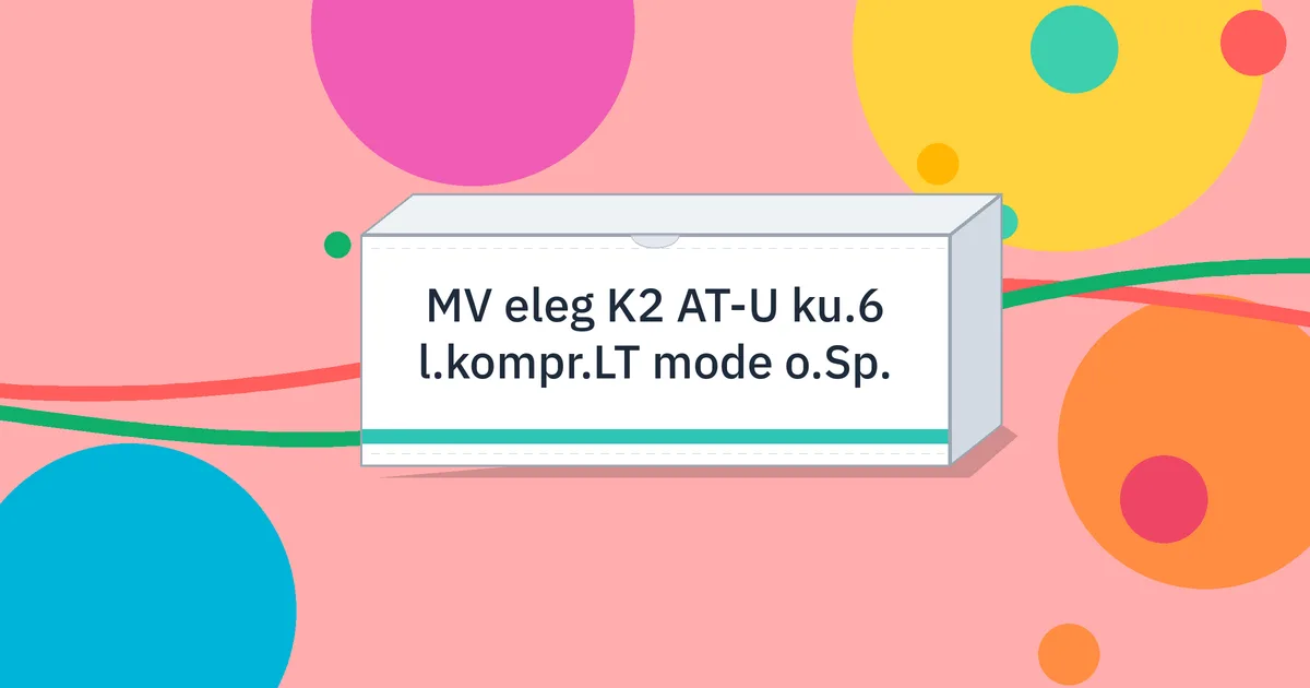 Symbolbild: Packung mit der Aufschrift MV eleg K2 AT-U ku.6 l.kompr.LT mode o.Sp. (PZN 06191998) – Verfügbarkeit und Bezug in Apotheken in Frankfurt am Main