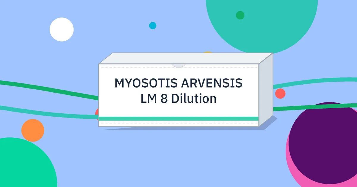 Symbolbild: Packung mit der Aufschrift MYOSOTIS ARVENSIS LM 8 Dilution (PZN 13612070) – Verfügbarkeit und Bezug in Apotheken in Frankfurt am Main