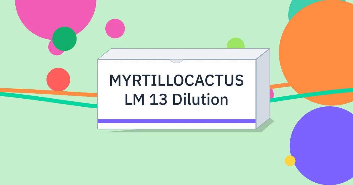 Symbolbild: Packung mit der Aufschrift MYRTILLOCACTUS LM 13 Dilution (PZN 13613046) – Verfügbarkeit und Bezug in Apotheken in Frankfurt am Main