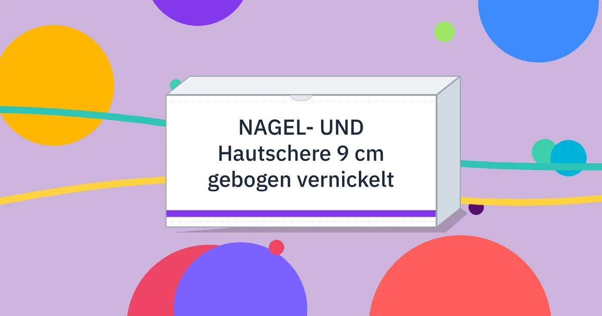 Symbolbild: Packung mit der Aufschrift NAGEL- UND Hautschere 9 cm gebogen vernickelt (PZN 17287000) – Verfügbarkeit und Bezug in Apotheken in Frankfurt am Main