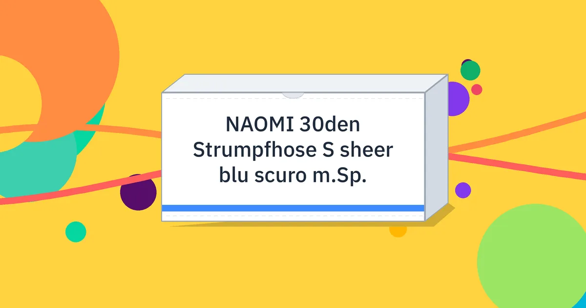 Symbolbild: Packung mit der Aufschrift NAOMI 30den Strumpfhose S sheer blu scuro m.Sp. (PZN 16178622) – Verfügbarkeit und Bezug in Apotheken in Frankfurt am Main