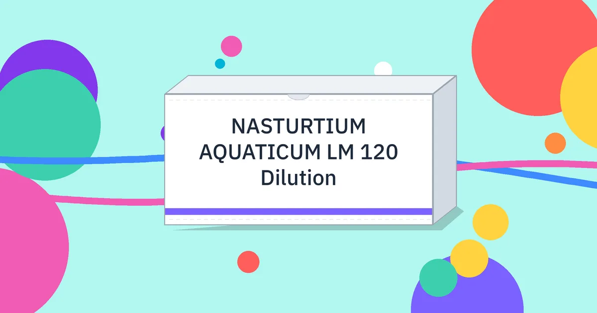 Symbolbild: Packung mit der Aufschrift NASTURTIUM AQUATICUM LM 120 Dilution (PZN 13616613) – Verfügbarkeit und Bezug in Apotheken in Frankfurt am Main