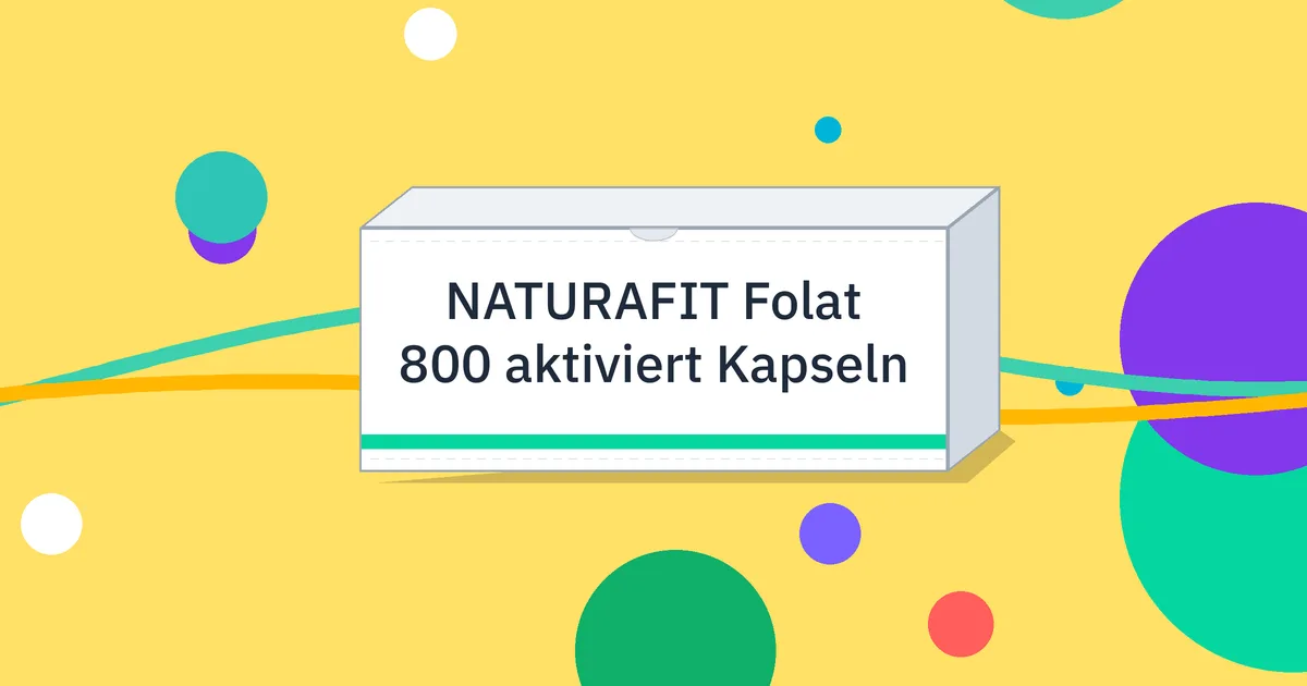 Symbolbild: Packung mit der Aufschrift NATURAFIT Folat 800 aktiviert Kapseln (PZN 16122432) – Verfügbarkeit und Bezug in Apotheken in Frankfurt am Main