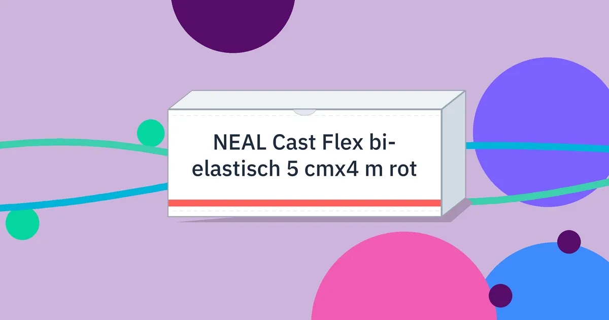 Symbolbild: Packung mit der Aufschrift NEAL Cast Flex bi-elastisch 5 cmx4 m rot (PZN 19530924) – Verfügbarkeit und Bezug in Apotheken in Frankfurt am Main