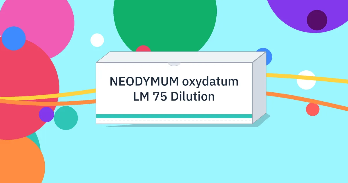 Symbolbild: Packung mit der Aufschrift NEODYMUM oxydatum LM 75 Dilution (PZN 13617972) – Verfügbarkeit und Bezug in Apotheken in Frankfurt am Main