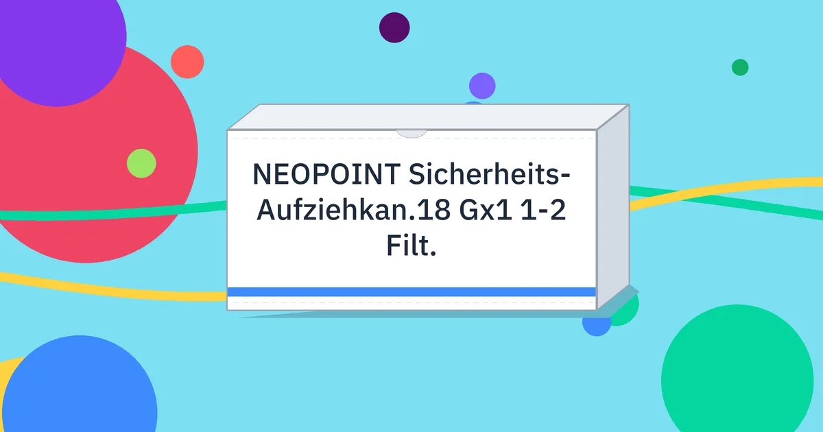 Symbolbild: Packung mit der Aufschrift NEOPOINT Sicherheits-Aufziehkan.18 Gx1 1-2 Filt. (PZN 20065970) – Verfügbarkeit und Bezug in Apotheken in Frankfurt am Main