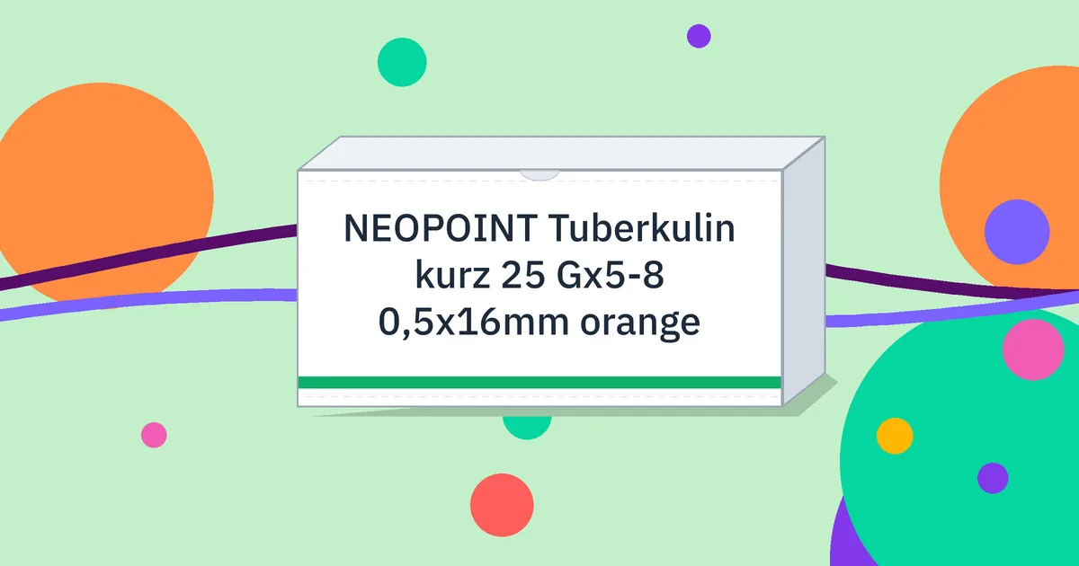 Symbolbild: Packung mit der Aufschrift NEOPOINT Tuberkulin kurz 25 Gx5-8 0,5x16mm orange (PZN 13873215) – Verfügbarkeit und Bezug in Apotheken in Frankfurt am Main
