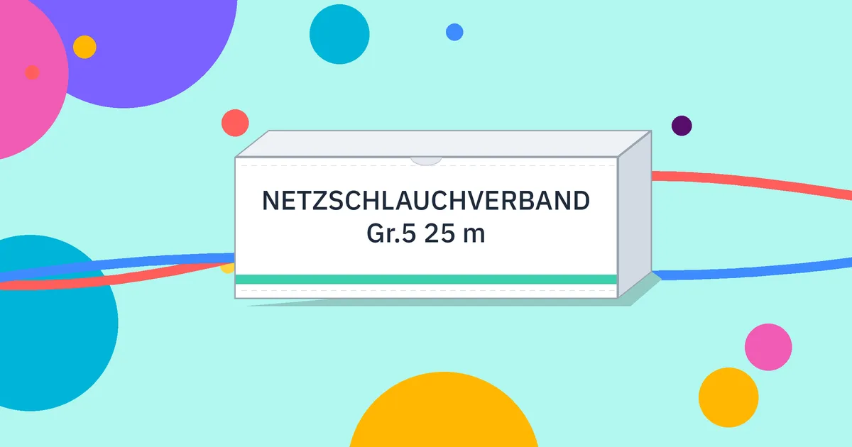 Symbolbild: Packung mit der Aufschrift NETZSCHLAUCHVERBAND Gr.5 25 m (PZN 11607188) – Verfügbarkeit und Bezug in Apotheken in Frankfurt am Main