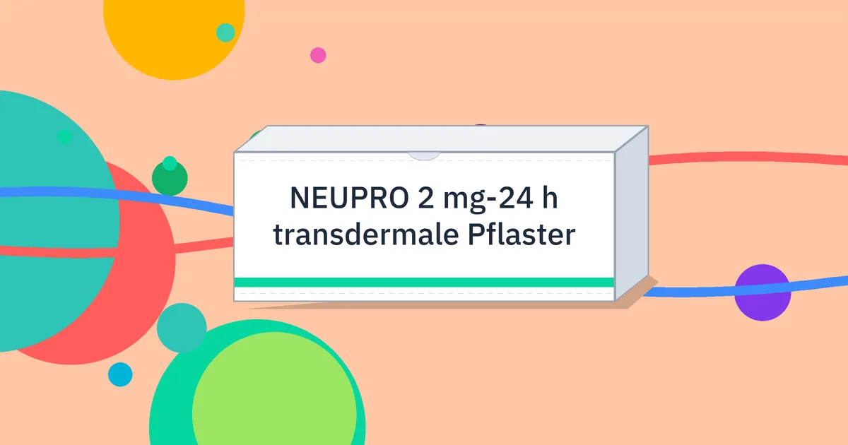 Symbolbild: Packung mit der Aufschrift NEUPRO 2 mg-24 h transdermale Pflaster (PZN 16897297) – Verfügbarkeit und Bezug in Apotheken in Frankfurt am Main