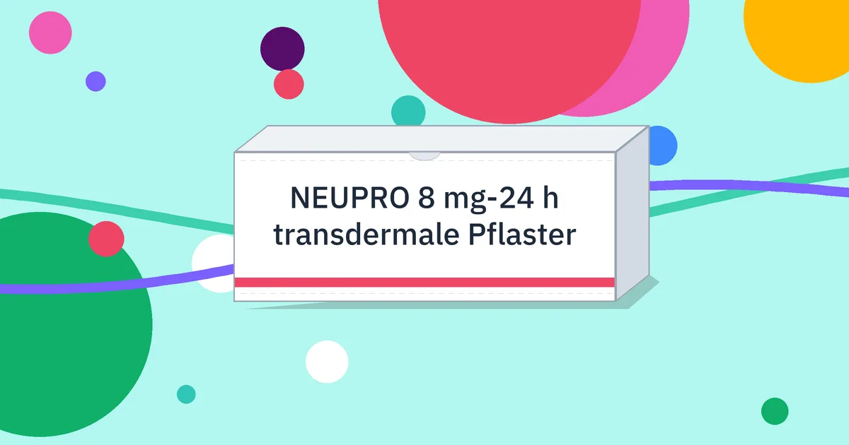 Symbolbild: Packung mit der Aufschrift NEUPRO 8 mg-24 h transdermale Pflaster (PZN 10217060) – Verfügbarkeit und Bezug in Apotheken in Frankfurt am Main