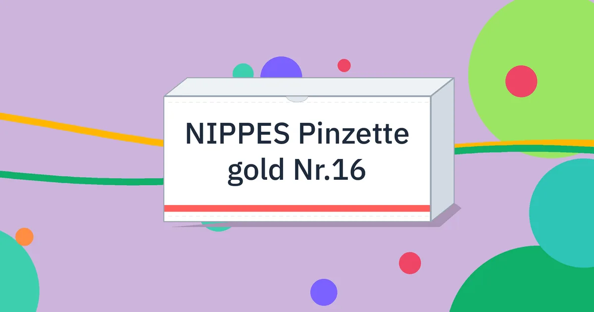 Symbolbild: Packung mit der Aufschrift NIPPES Pinzette gold Nr.16 (PZN 07615294) – Verfügbarkeit und Bezug in Apotheken in Frankfurt am Main