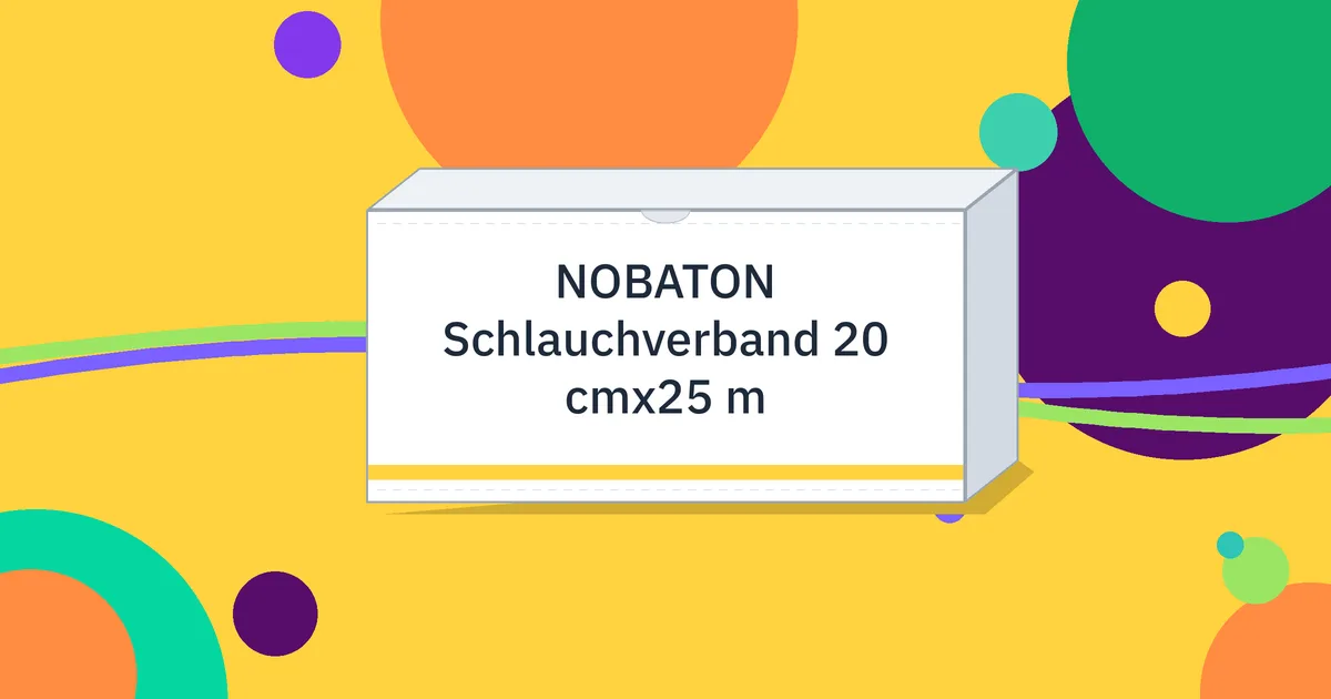 Symbolbild: Packung mit der Aufschrift NOBATON Schlauchverband 20 cmx25 m (PZN 00059571) – Verfügbarkeit und Bezug in Apotheken in Frankfurt am Main