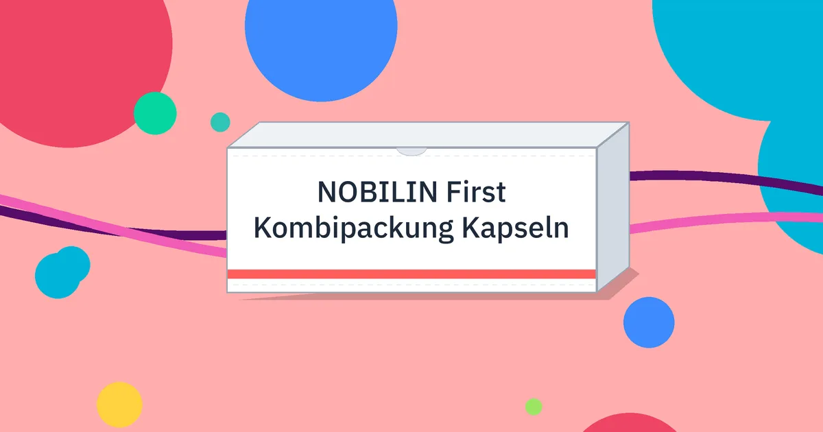 Symbolbild: Packung mit der Aufschrift NOBILIN First Kombipackung Kapseln (PZN 01397790) – Verfügbarkeit und Bezug in Apotheken in Frankfurt am Main