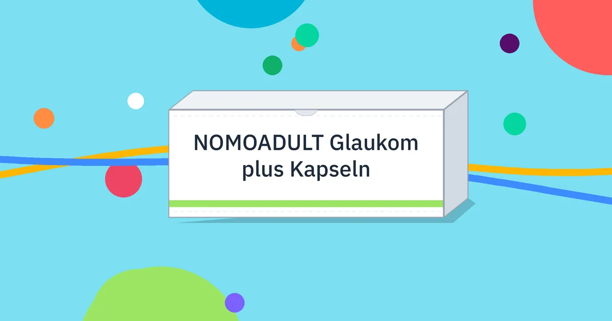 Symbolbild: Packung mit der Aufschrift NOMOADULT Glaukom plus Kapseln (PZN 17453378) – Verfügbarkeit und Bezug in Apotheken in Frankfurt am Main