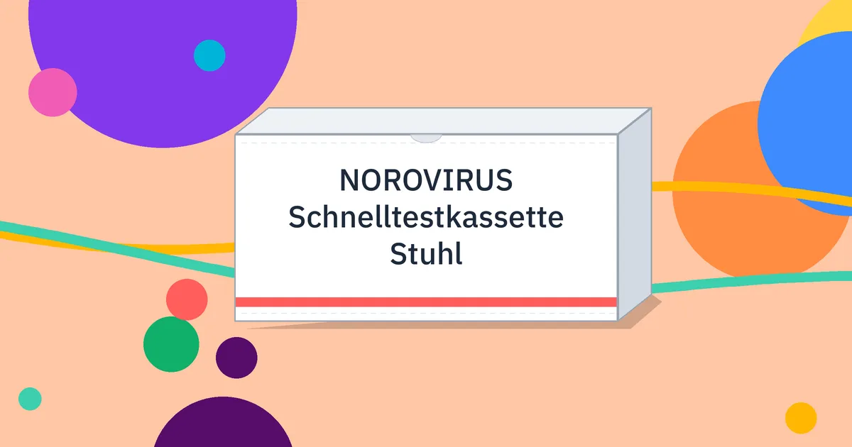 Symbolbild: Packung mit der Aufschrift NOROVIRUS Schnelltestkassette Stuhl (PZN 19850681) – Verfügbarkeit und Bezug in Apotheken in Frankfurt am Main