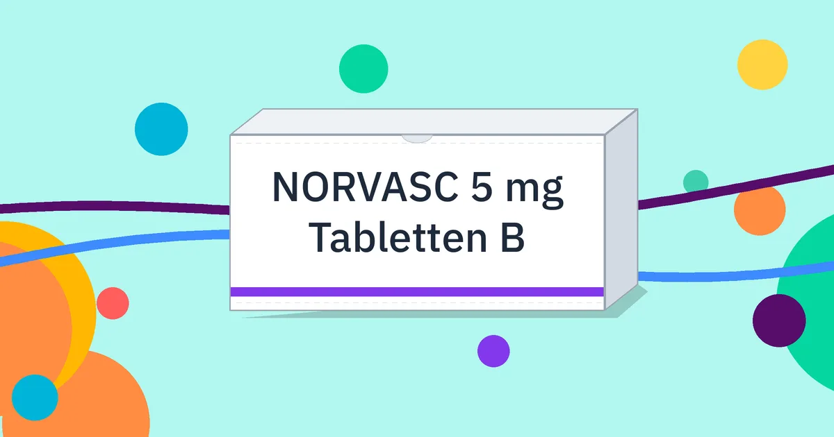 Symbolbild: Packung mit der Aufschrift NORVASC 5 mg Tabletten B (PZN 07701326) – Verfügbarkeit und Bezug in Apotheken in Frankfurt am Main