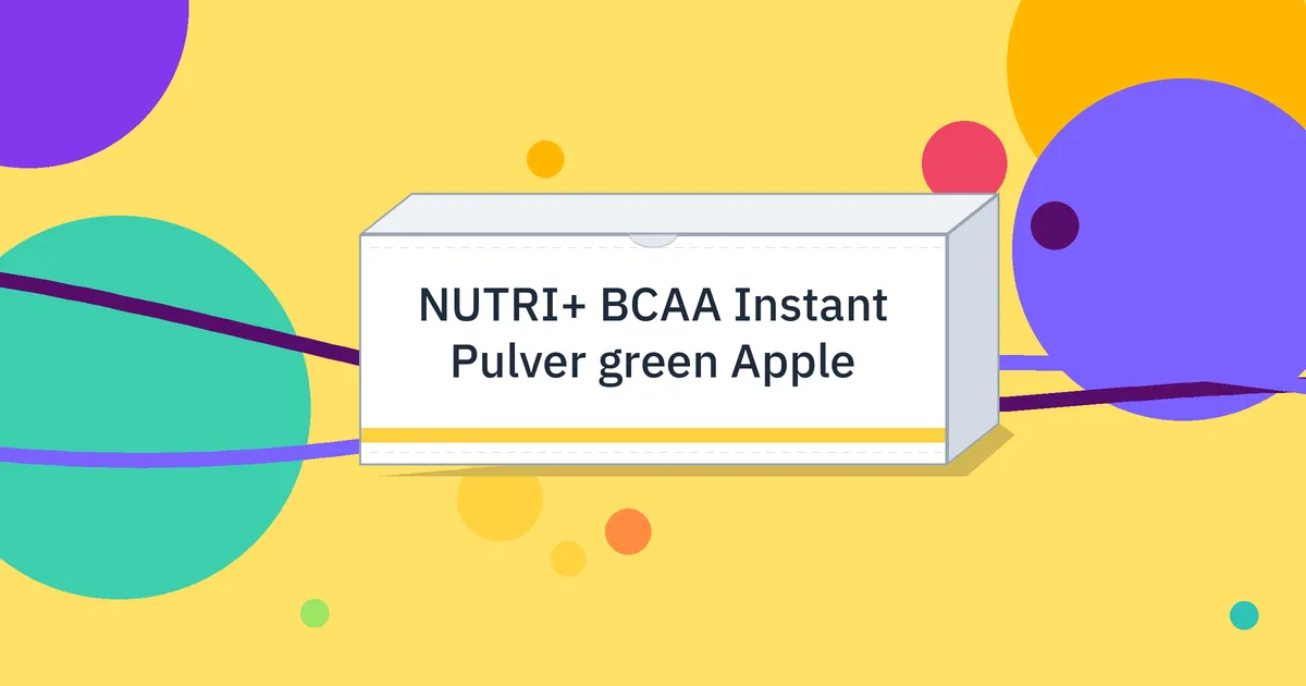 Symbolbild: Packung mit der Aufschrift NUTRI+ BCAA Instant Pulver green Apple (PZN 19670559) – Verfügbarkeit und Bezug in Apotheken in Frankfurt am Main