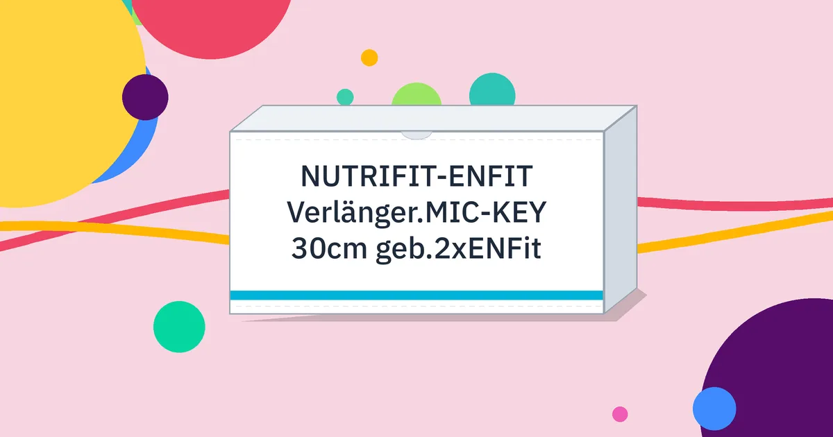 Symbolbild: Packung mit der Aufschrift NUTRIFIT-ENFIT Verlänger.MIC-KEY 30cm geb.2xENFit (PZN 14174689) – Verfügbarkeit und Bezug in Apotheken in Frankfurt am Main