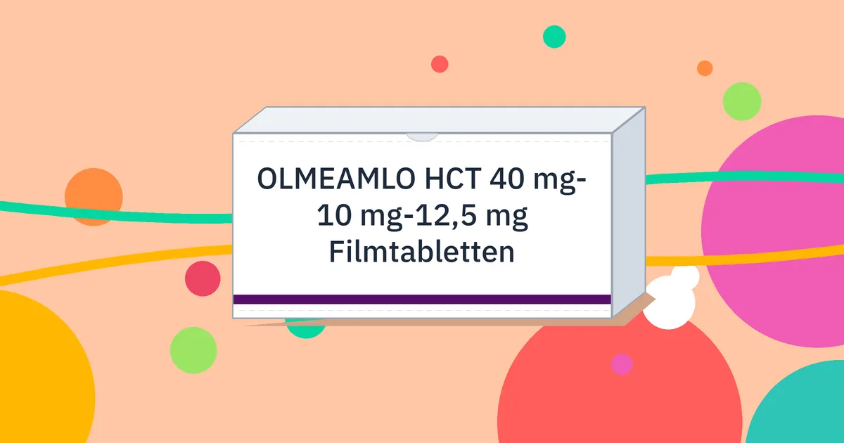 Symbolbild: Packung mit der Aufschrift OLMEAMLO HCT 40 mg-10 mg-12,5 mg Filmtabletten (PZN 16784682) – Verfügbarkeit und Bezug in Apotheken in Frankfurt am Main