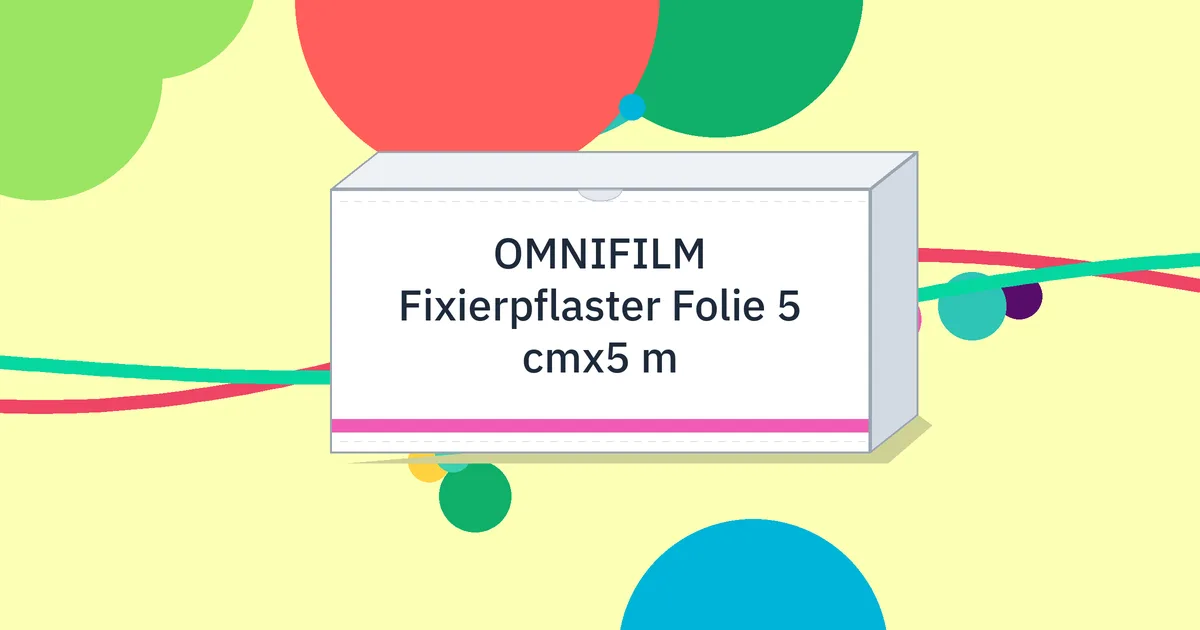 Symbolbild: Packung mit der Aufschrift OMNIFILM Fixierpflaster Folie 5 cmx5 m (PZN 11163260) – Verfügbarkeit und Bezug in Apotheken in Frankfurt am Main