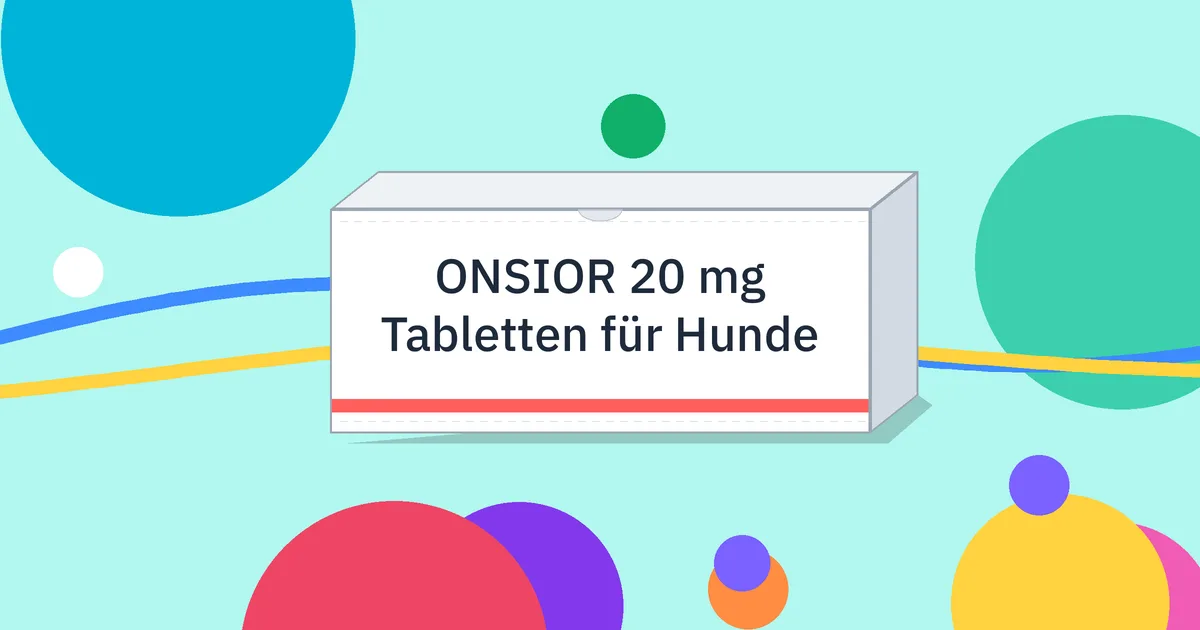 Symbolbild: Packung mit der Aufschrift ONSIOR 20 mg Tabletten für Hunde (PZN 16943330) – Verfügbarkeit und Bezug in Apotheken in Frankfurt am Main