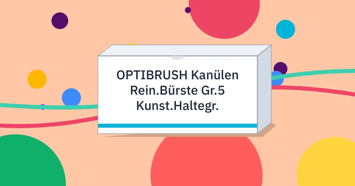 Symbolbild: Packung mit der Aufschrift OPTIBRUSH Kanülen Rein.Bürste Gr.5 Kunst.Haltegr. (PZN 11132242) – Verfügbarkeit und Bezug in Apotheken in Frankfurt am Main