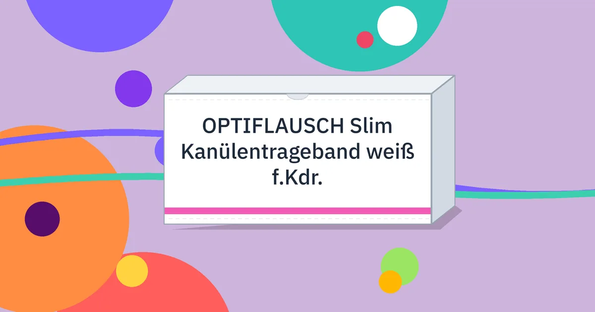Symbolbild: Packung mit der Aufschrift OPTIFLAUSCH Slim Kanülentrageband weiß f.Kdr. (PZN 03152153) – Verfügbarkeit und Bezug in Apotheken in Frankfurt am Main