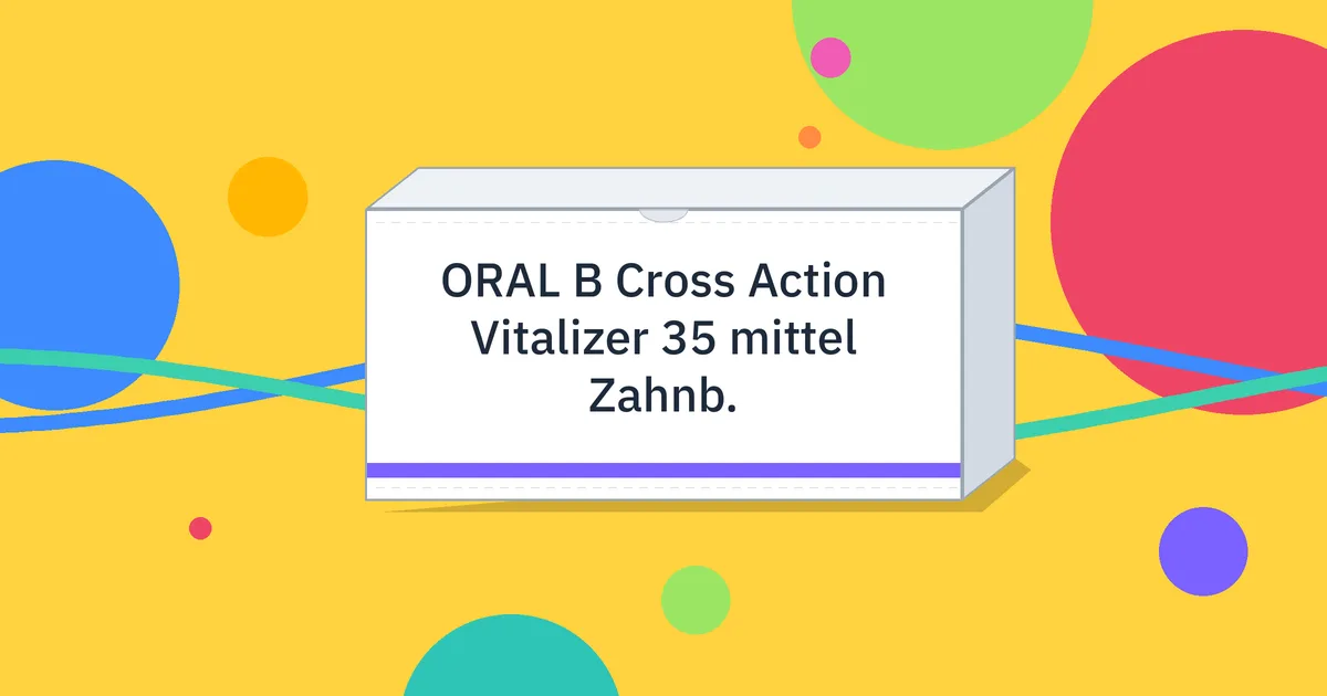 Symbolbild: Packung mit der Aufschrift ORAL B Cross Action Vitalizer 35 mittel Zahnb. (PZN 00096419) – Verfügbarkeit und Bezug in Apotheken in Frankfurt am Main