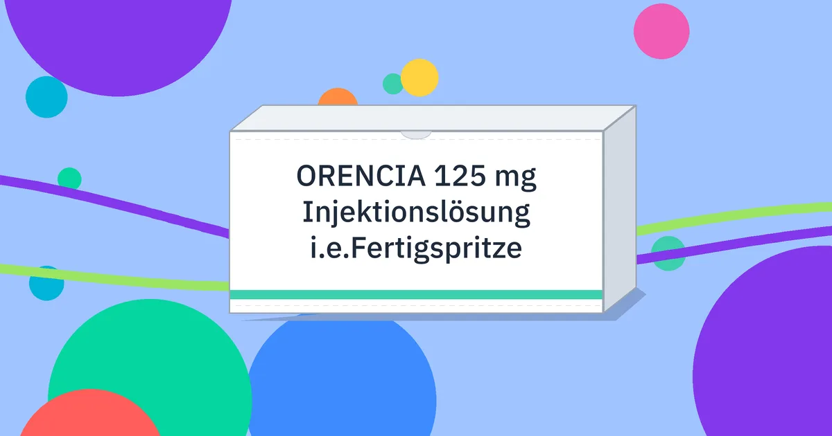 Symbolbild: Packung mit der Aufschrift ORENCIA 125 mg Injektionslösung i.e.Fertigspritze (PZN 12462102) – Verfügbarkeit und Bezug in Apotheken in Frankfurt am Main