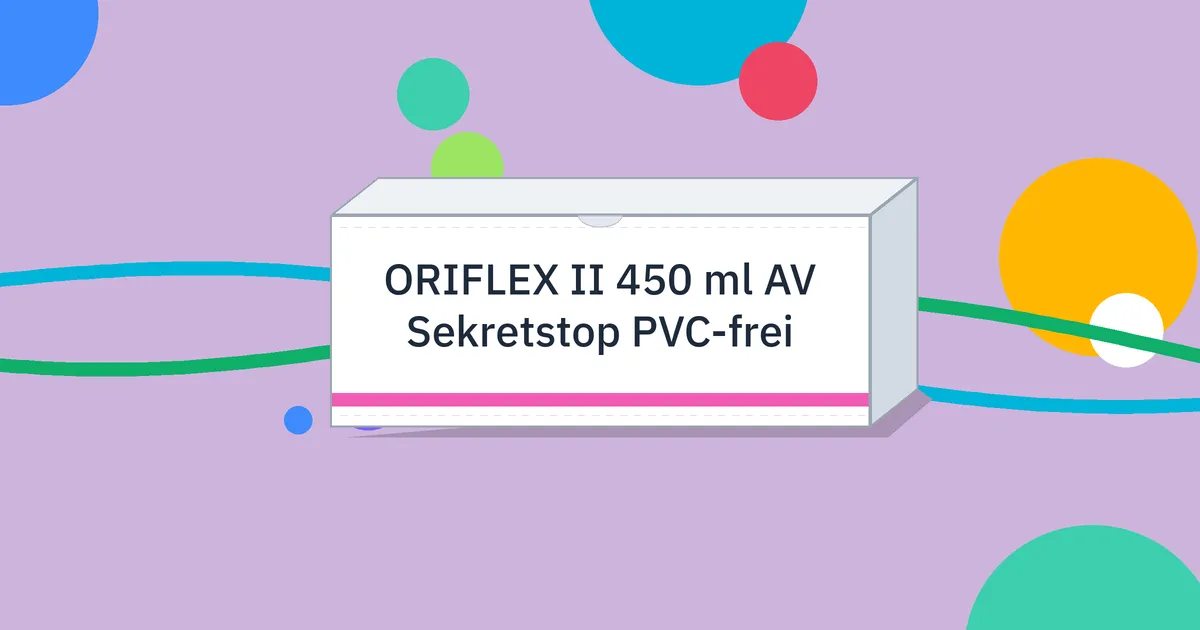 Symbolbild: Packung mit der Aufschrift ORIFLEX II 450 ml AV Sekretstop PVC-frei (PZN 17485846) – Verfügbarkeit und Bezug in Apotheken in Frankfurt am Main