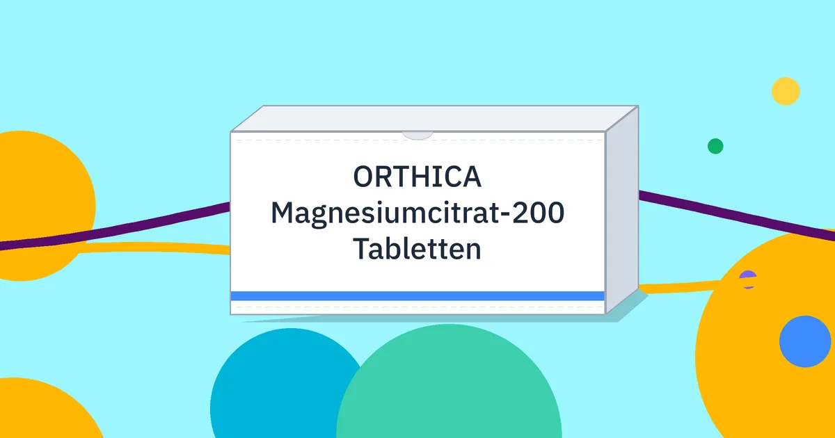 Symbolbild: Packung mit der Aufschrift ORTHICA Magnesiumcitrat-200 Tabletten (PZN 20415097) – Verfügbarkeit und Bezug in Apotheken in Frankfurt am Main