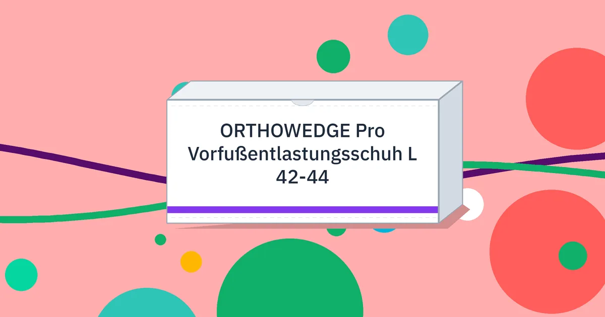 Symbolbild: Packung mit der Aufschrift ORTHOWEDGE Pro Vorfußentlastungsschuh L 42-44 (PZN 20306072) – Verfügbarkeit und Bezug in Apotheken in Frankfurt am Main