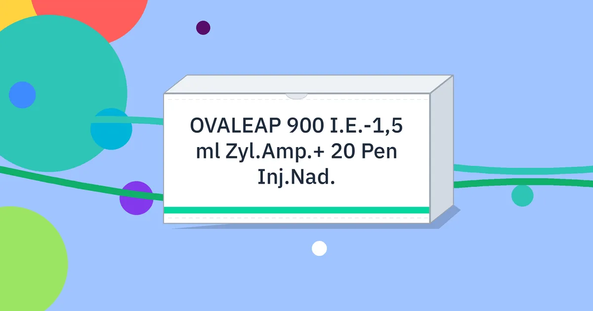 Symbolbild: Packung mit der Aufschrift OVALEAP 900 I.E.-1,5 ml Zyl.Amp.+ 20 Pen Inj.Nad. (PZN 13813868) – Verfügbarkeit und Bezug in Apotheken in Frankfurt am Main