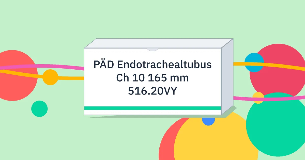 Symbolbild: Packung mit der Aufschrift PÄD Endotrachealtubus Ch 10 165 mm 516.20VY (PZN 20921127) – Verfügbarkeit und Bezug in Apotheken in Frankfurt am Main