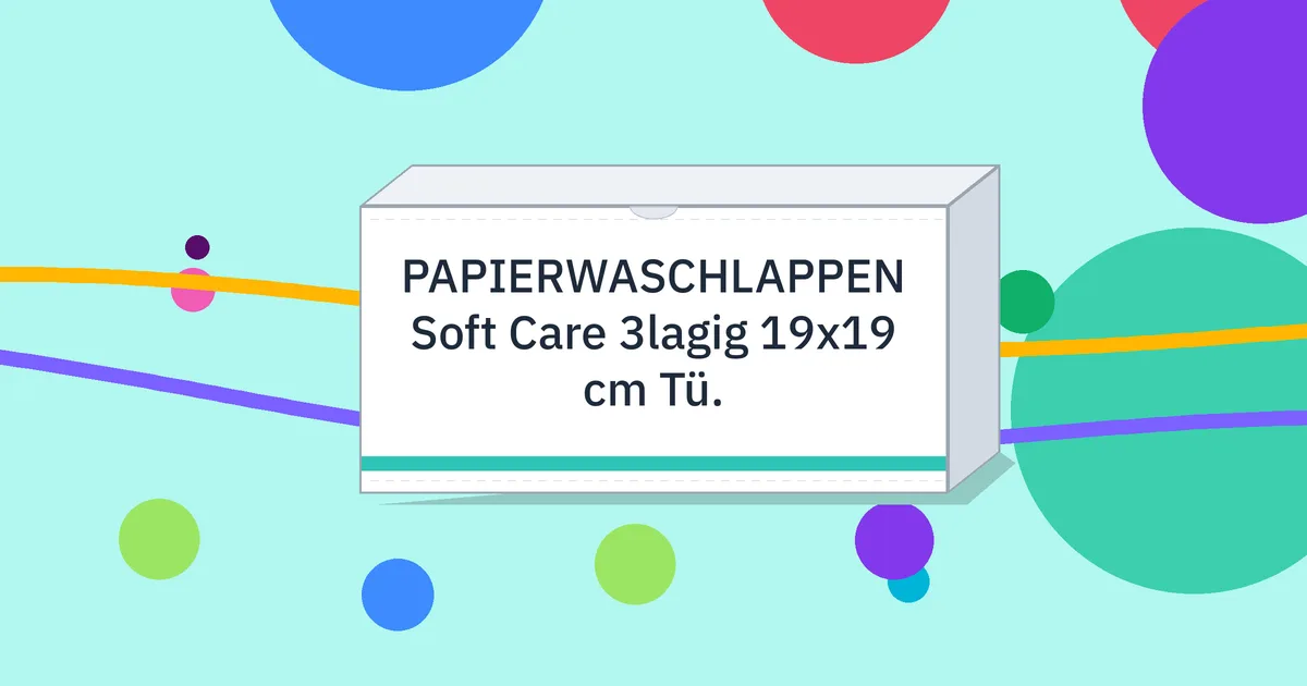 Symbolbild: Packung mit der Aufschrift PAPIERWASCHLAPPEN Soft Care 3lagig 19x19 cm Tü. (PZN 08488159) – Verfügbarkeit und Bezug in Apotheken in Frankfurt am Main