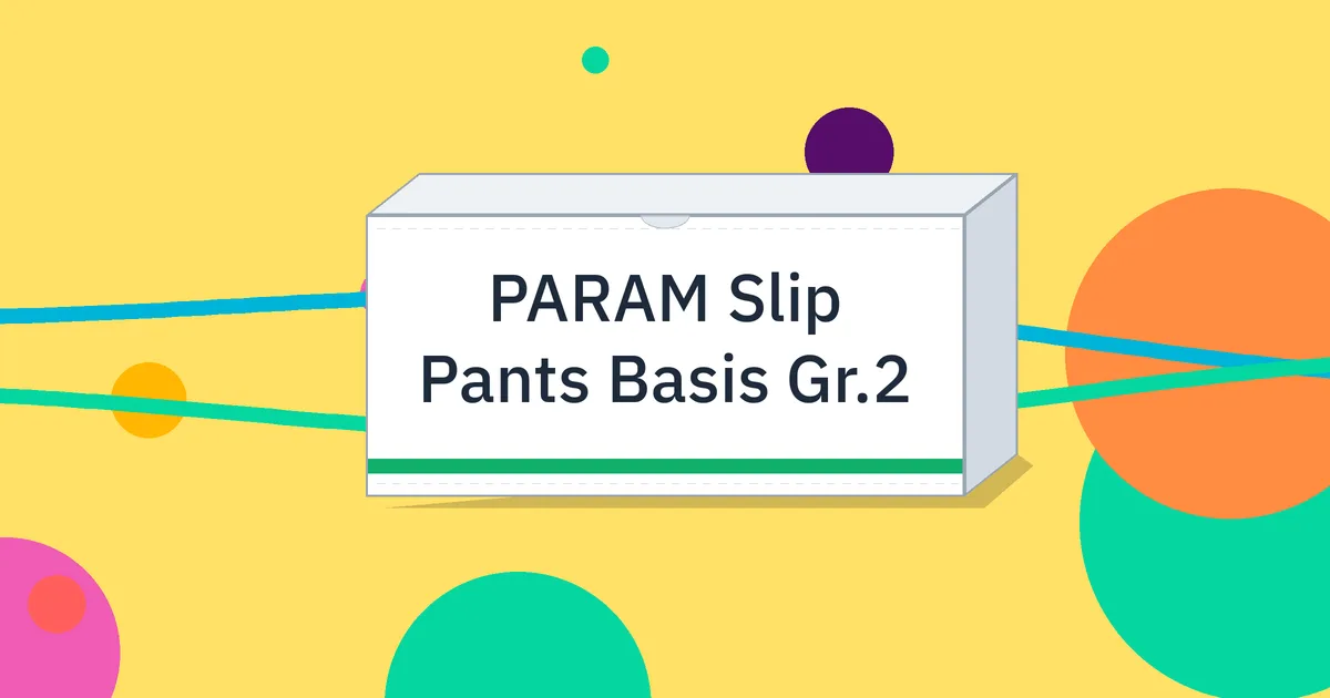 Symbolbild: Packung mit der Aufschrift PARAM Slip Pants Basis Gr.2 (PZN 06558430) – Verfügbarkeit und Bezug in Apotheken in Frankfurt am Main