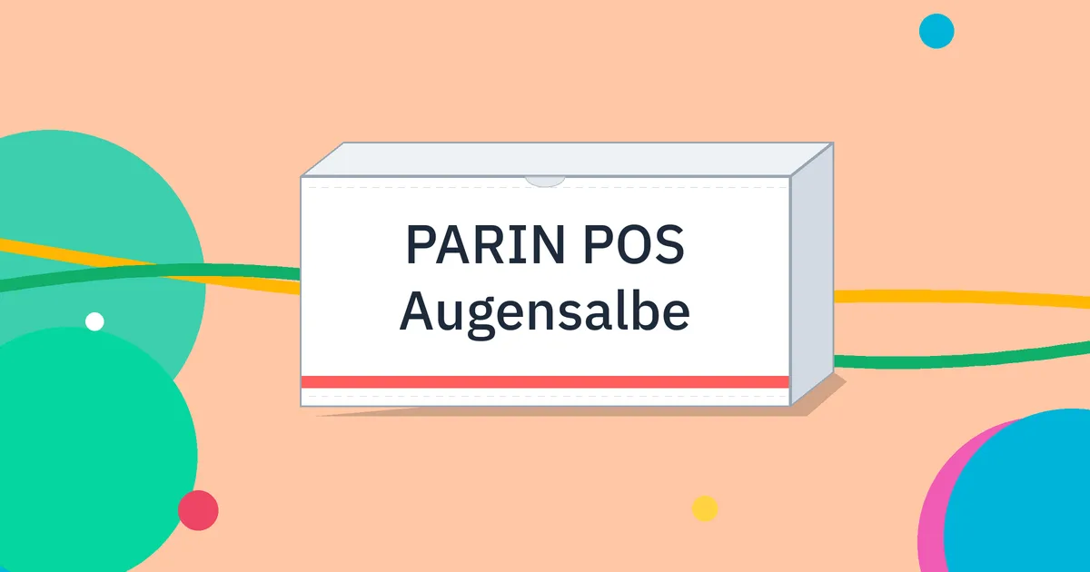 Symbolbild: Packung mit der Aufschrift PARIN POS Augensalbe (PZN 07756623) – Verfügbarkeit und Bezug in Apotheken in Frankfurt am Main