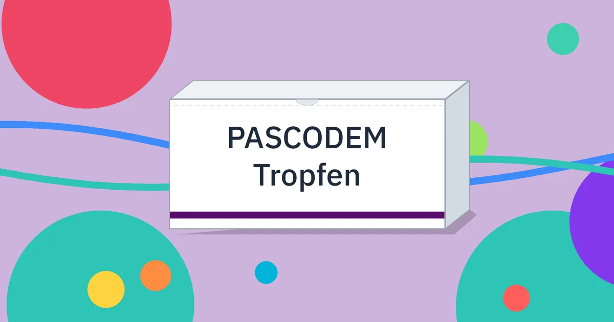 Symbolbild: Packung mit der Aufschrift PASCODEM Tropfen (PZN 07503425) – Verfügbarkeit und Bezug in Apotheken in Frankfurt am Main