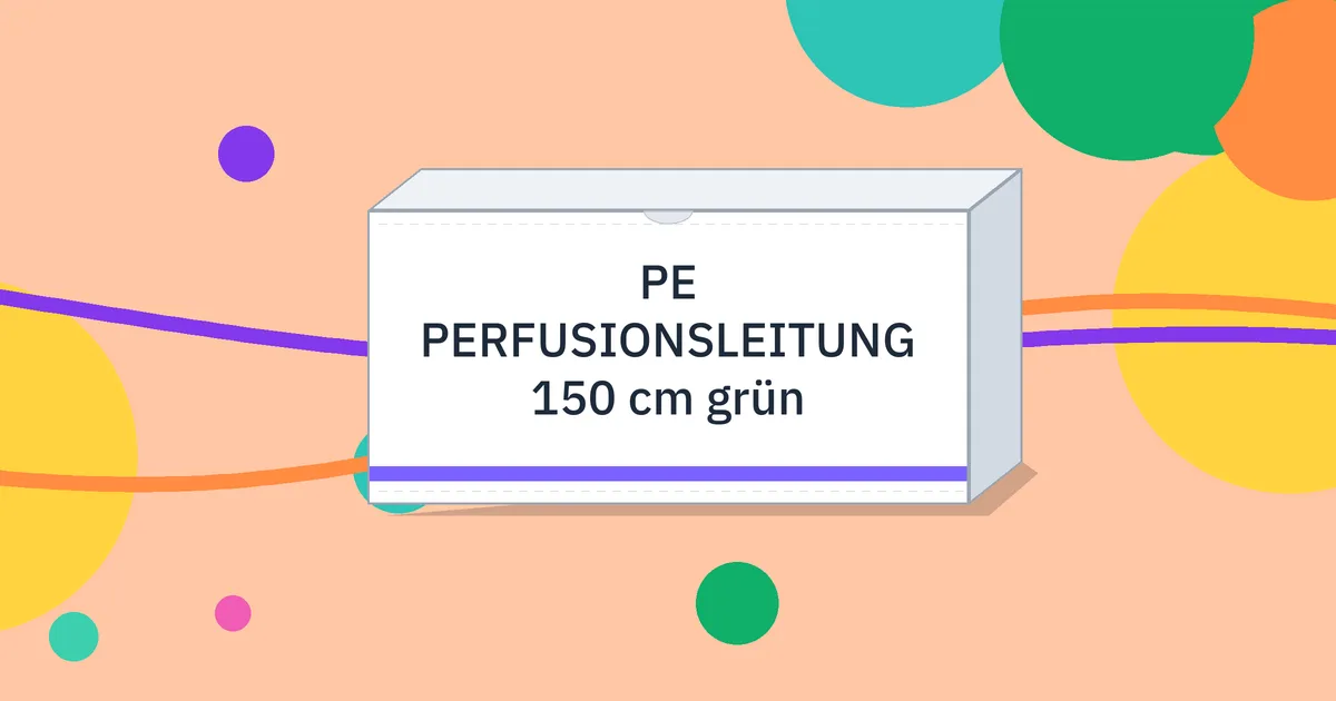 Symbolbild: Packung mit der Aufschrift PE PERFUSIONSLEITUNG 150 cm grün (PZN 04499947) – Verfügbarkeit und Bezug in Apotheken in Frankfurt am Main