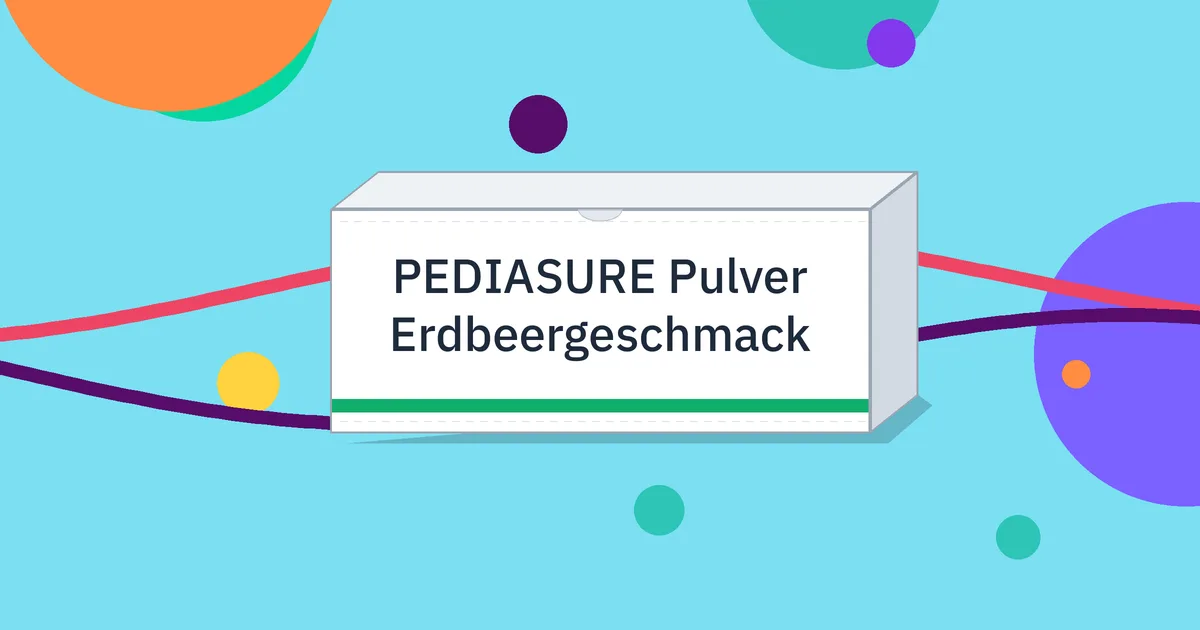 Symbolbild: Packung mit der Aufschrift PEDIASURE Pulver Erdbeergeschmack (PZN 18850650) – Verfügbarkeit und Bezug in Apotheken in Frankfurt am Main