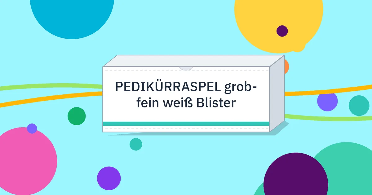 Symbolbild: Packung mit der Aufschrift PEDIKÜRRASPEL grob-fein weiß Blister (PZN 01601440) – Verfügbarkeit und Bezug in Apotheken in Frankfurt am Main