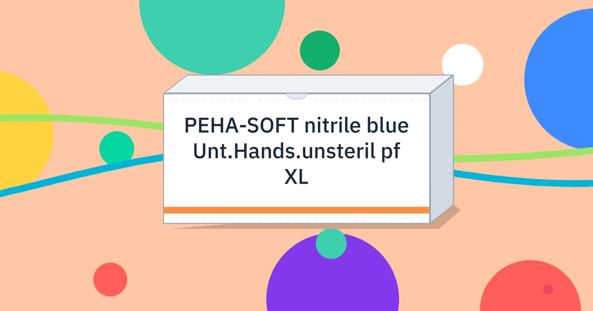 Symbolbild: Packung mit der Aufschrift PEHA-SOFT nitrile blue Unt.Hands.unsteril pf XL (PZN 19488116) – Verfügbarkeit und Bezug in Apotheken in Frankfurt am Main