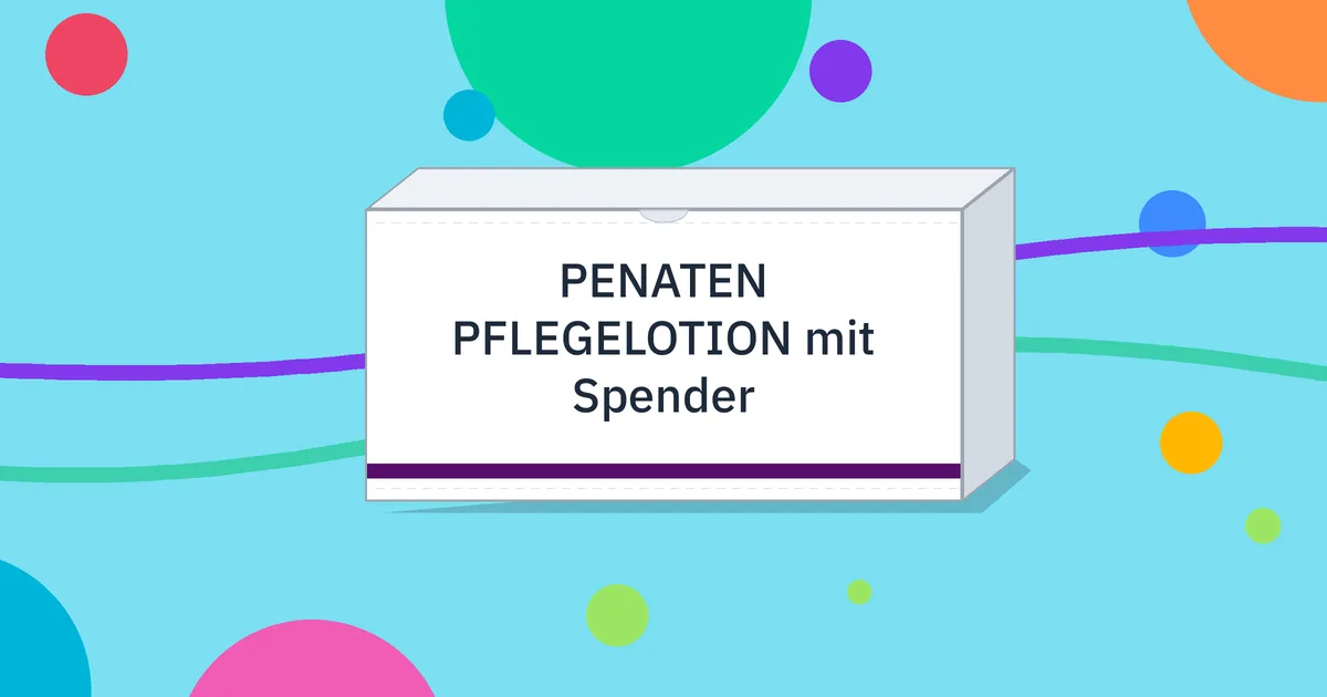 Symbolbild: Packung mit der Aufschrift PENATEN PFLEGELOTION mit Spender (PZN 12376302) – Verfügbarkeit und Bezug in Apotheken in Frankfurt am Main