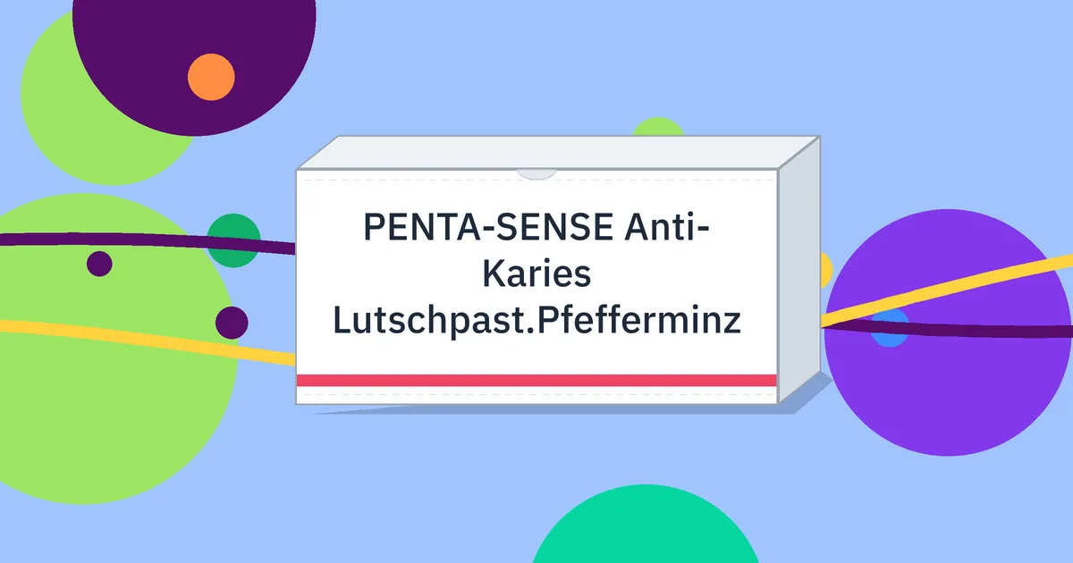 Symbolbild: Packung mit der Aufschrift PENTA-SENSE Anti-Karies Lutschpast.Pfefferminz (PZN 17872224) – Verfügbarkeit und Bezug in Apotheken in Frankfurt am Main