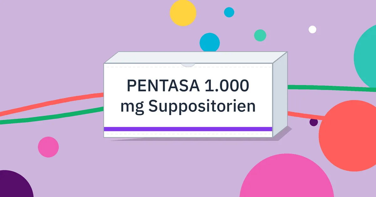 Symbolbild: Packung mit der Aufschrift PENTASA 1.000 mg Suppositorien (PZN 04034326) – Verfügbarkeit und Bezug in Apotheken in Frankfurt am Main